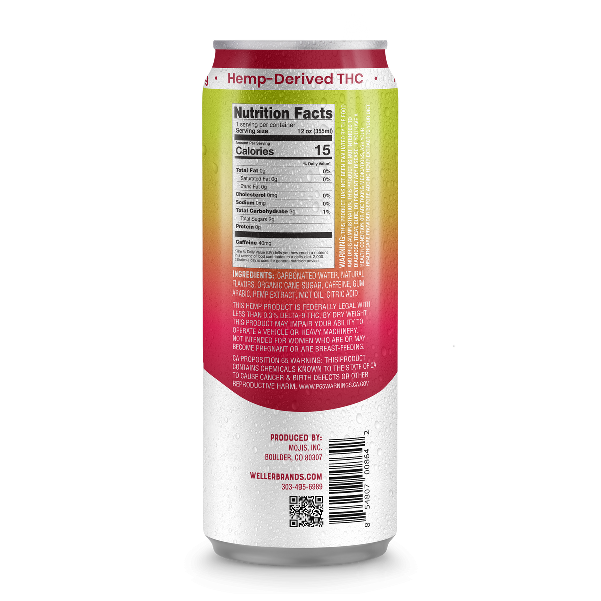 Raspberry Lime THC Sparkling Water with Caffeine – Weller